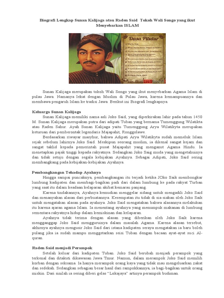 Biografi Lengkap Sunan Kalijaga Atau Raden Said | PDF Biografi Lengkap Sunan Kalijaga Atau Raden Said | PDF