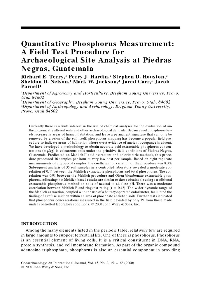 Quantitative Phosphorus Measurement: A Field Test Procedure For ...