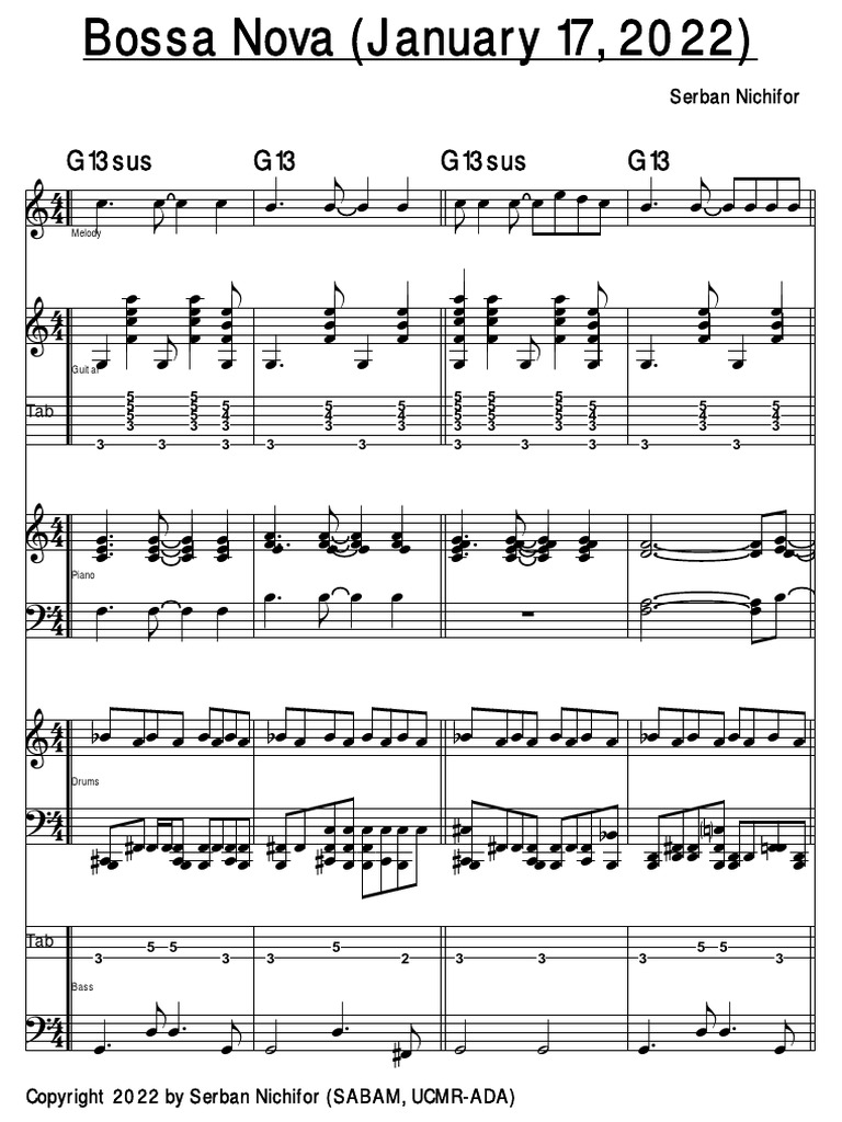 Serban Nichifor: Bossa Nova For Vibraphone and Combo | PDF | Latin ...