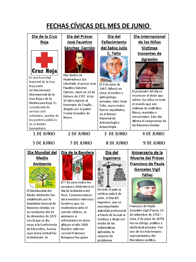 Fechas Cívicas Del Mes de Junio | PDF | Perú