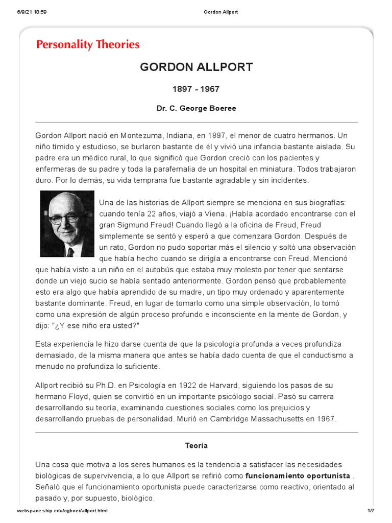 Gordon Allport | PDF | Comportamiento | Cognición
