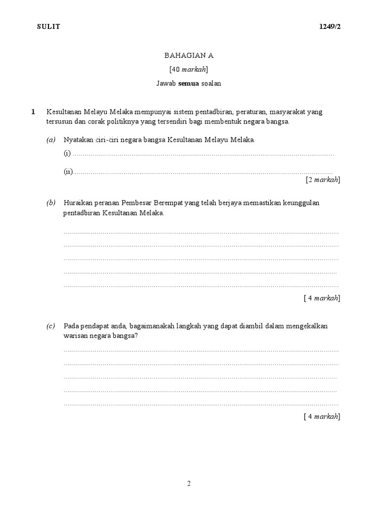 Kertas 2 Sejarah Percubaan SPM 2021 | PDF