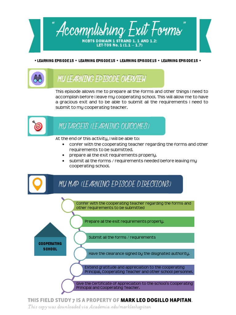 Episode 15 Accomplishing Exit Forms Fiel | PDF | Teachers | Test ...