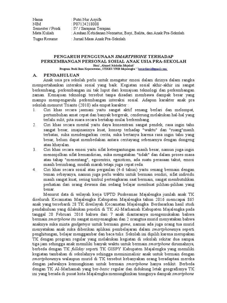 04 (RESUME) Masa Anak Pra-Sekolah | PDF