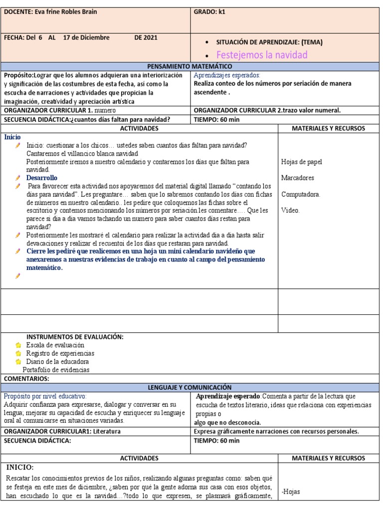 Planeación Navideña para Preescolar | PDF | Navidad | Villancicos