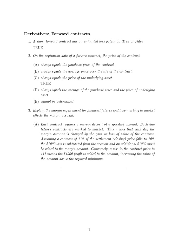 Derivatives: Forward Contracts | Download Free PDF | Futures Contract ...