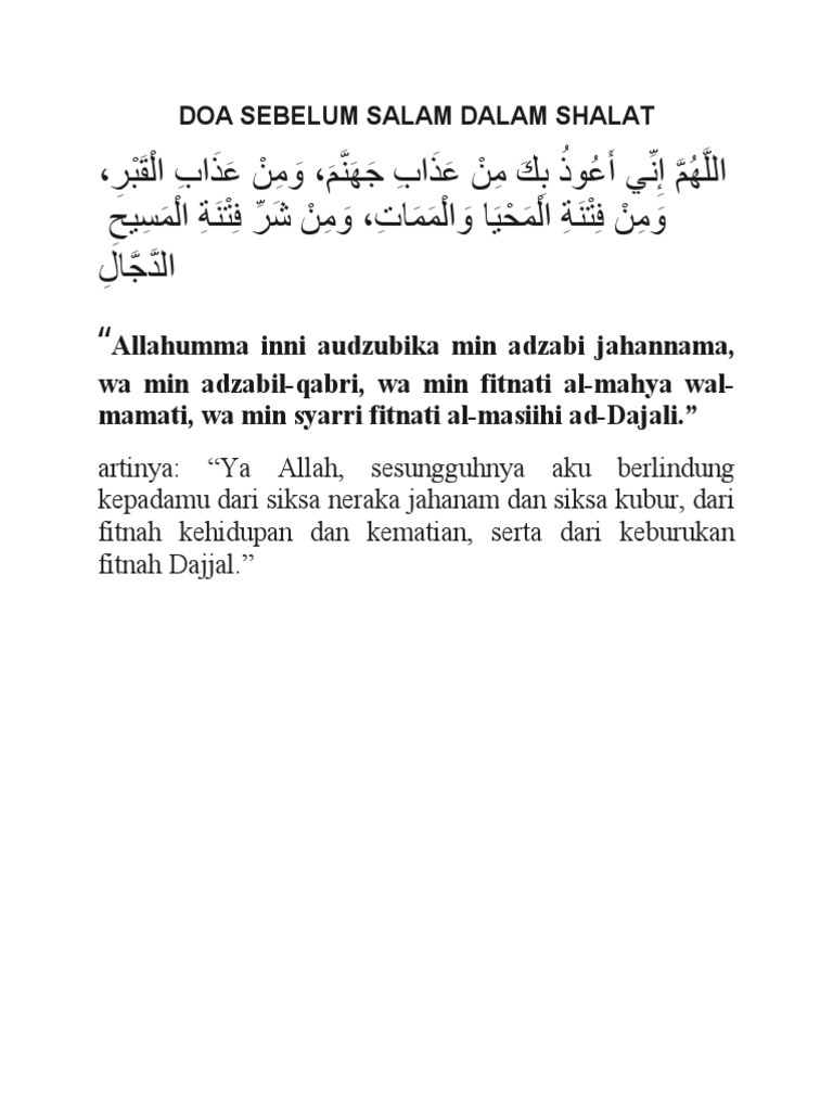 Doa Sebelum Salam Dalam Shalat | PDF