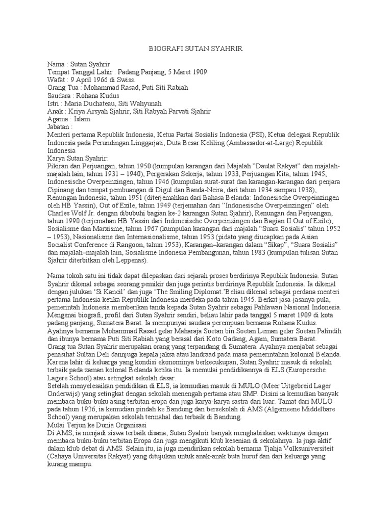 Biografi Sutan Syahrir | PDF
