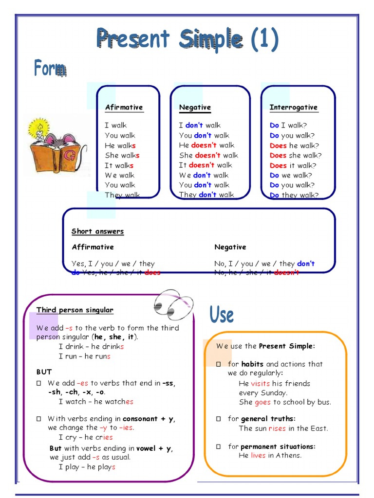 Present Simple Tense Verbs Chart | PDF | Syntax | Language Mechanics