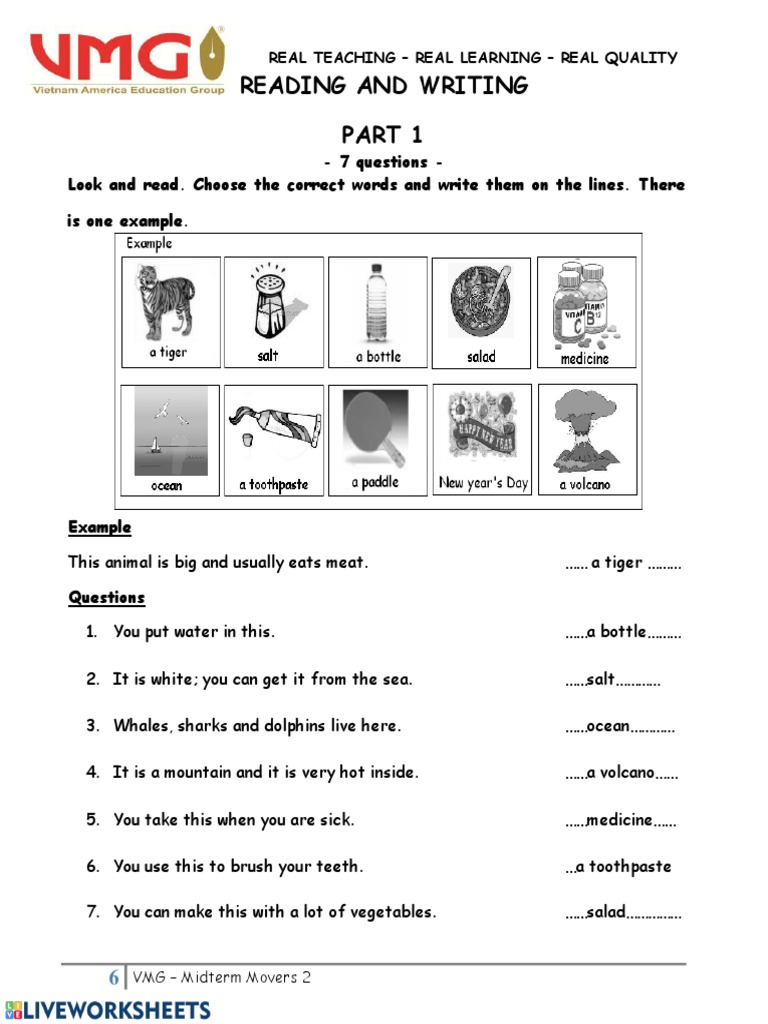 Movers Reading and Writing Test 2022 | PDF | Language Arts & Discipline