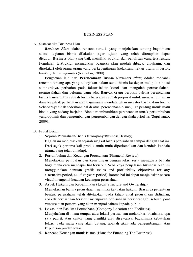 Panduan Lengkap Business Plan | PDF | Pengelolaan Keuangan & Uang