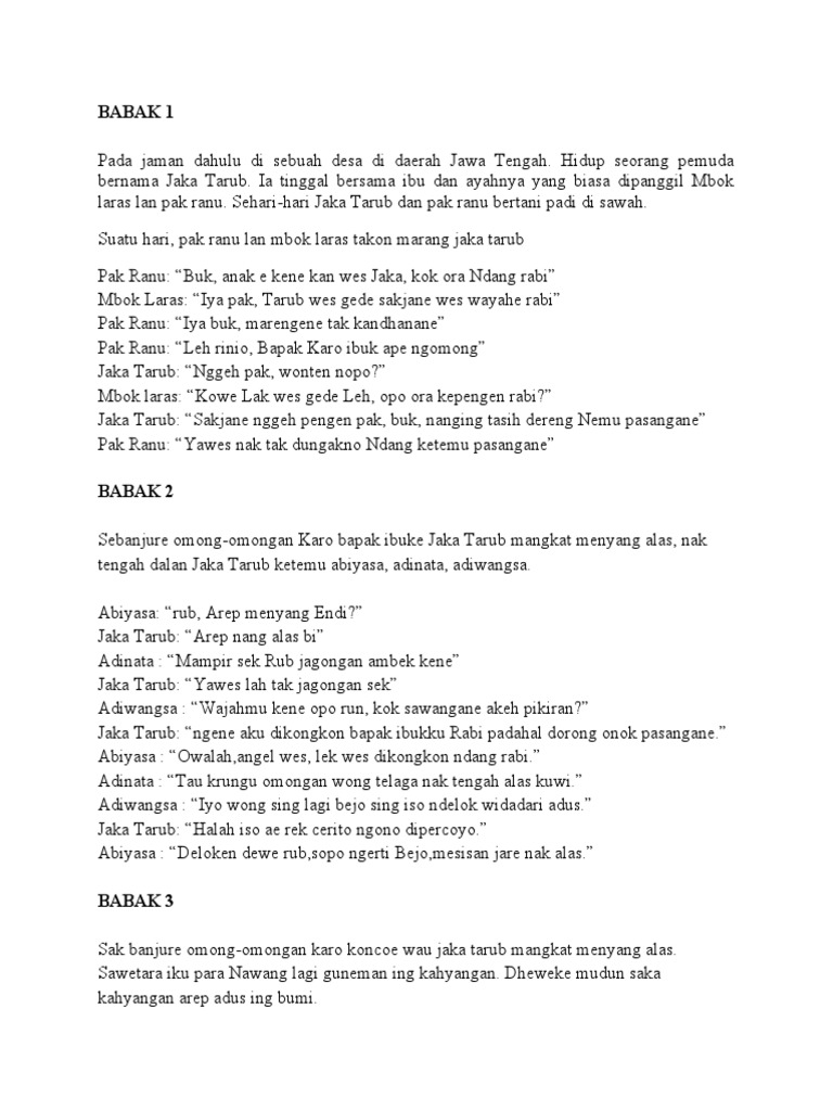 Naskah Jaka Tarub Kel. 1 | PDF