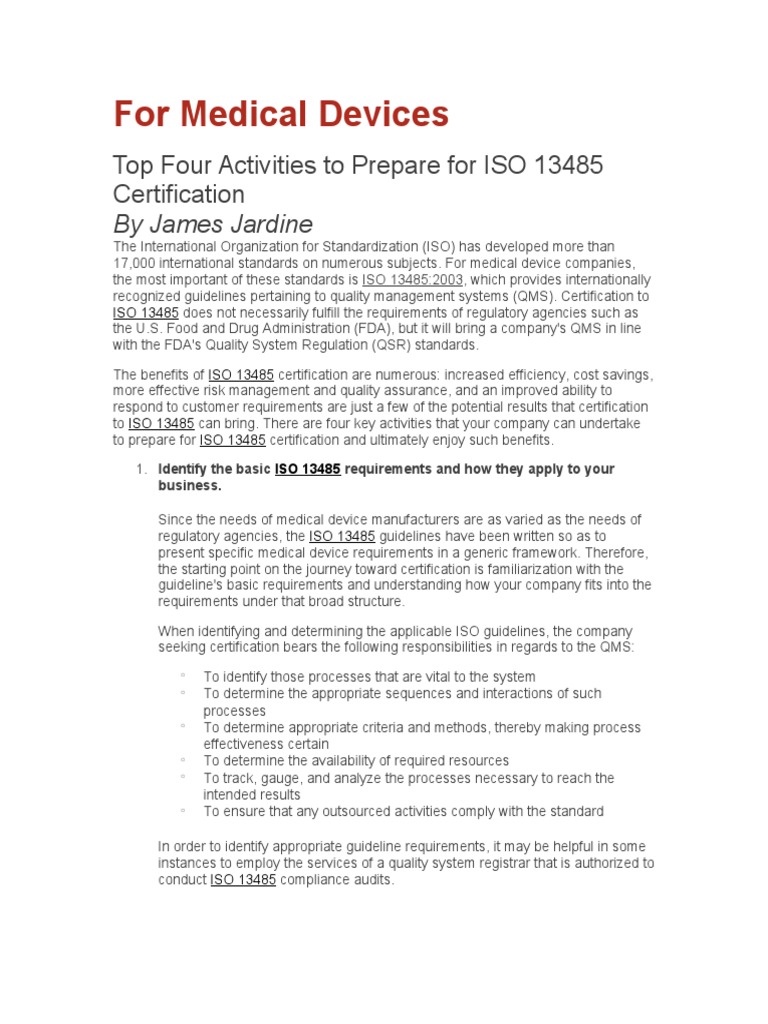 For ISO 13485 Implementation | PDF | Quality Management System ...