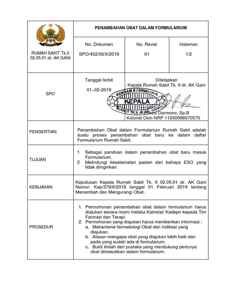 Penambahan Obat Dalam Formularium | PDF