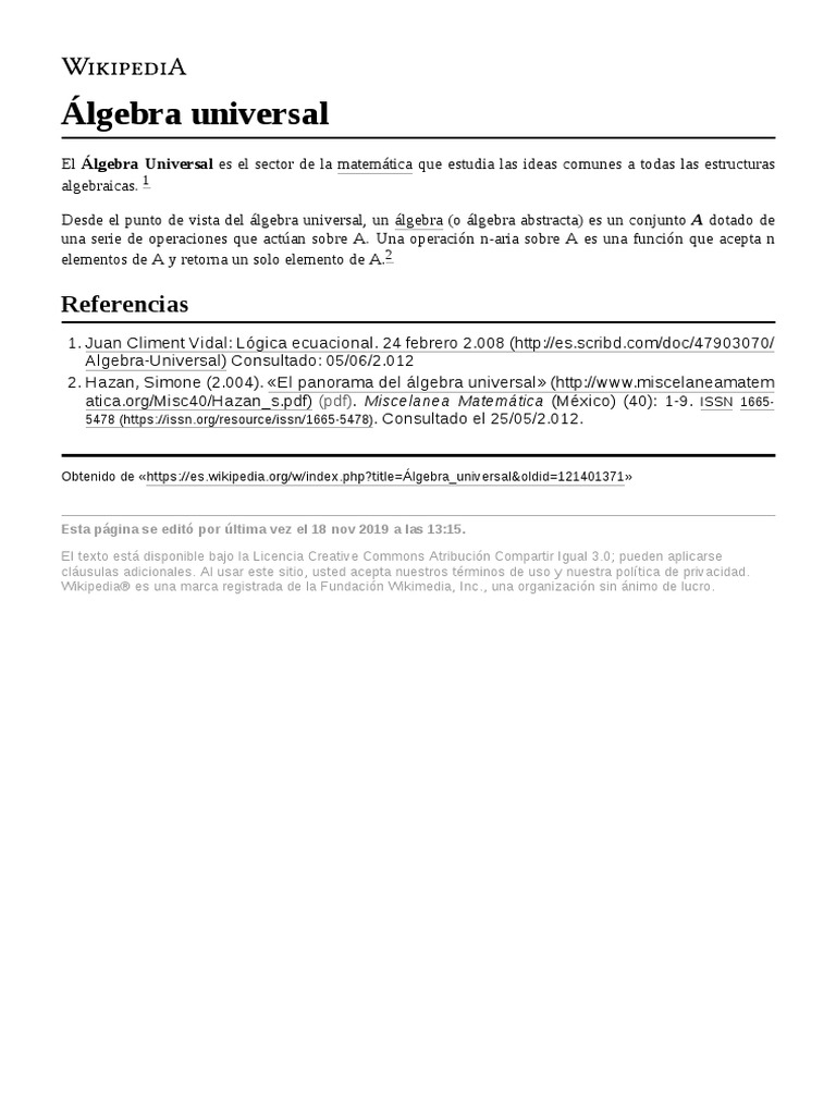 Álgebra Universal | PDF