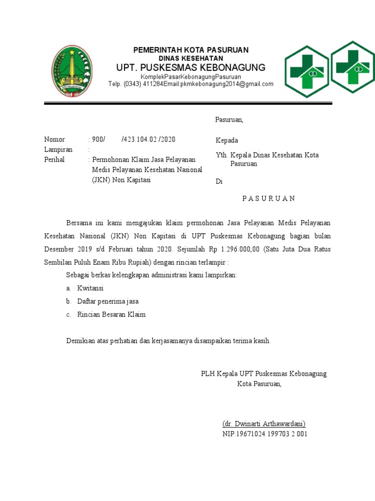 SURAT PERMOHONAN SPJ NON KAPITASI Rev Dinkes | PDF