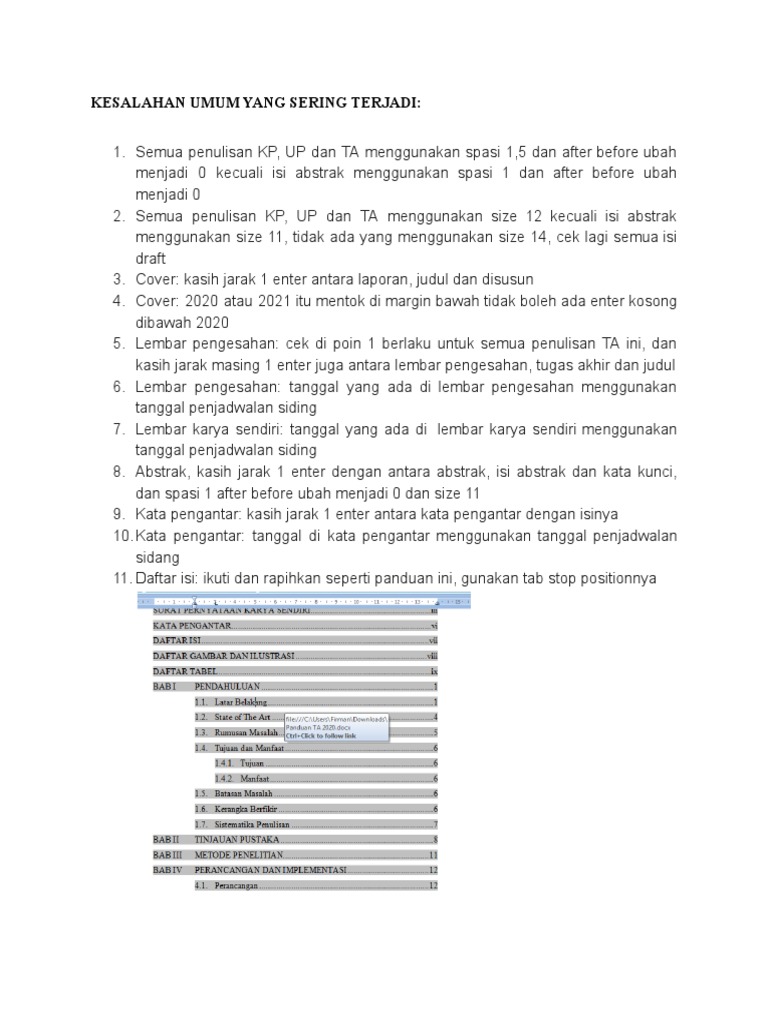 Catatan Revisi Laporan KP-UP-TA | PDF