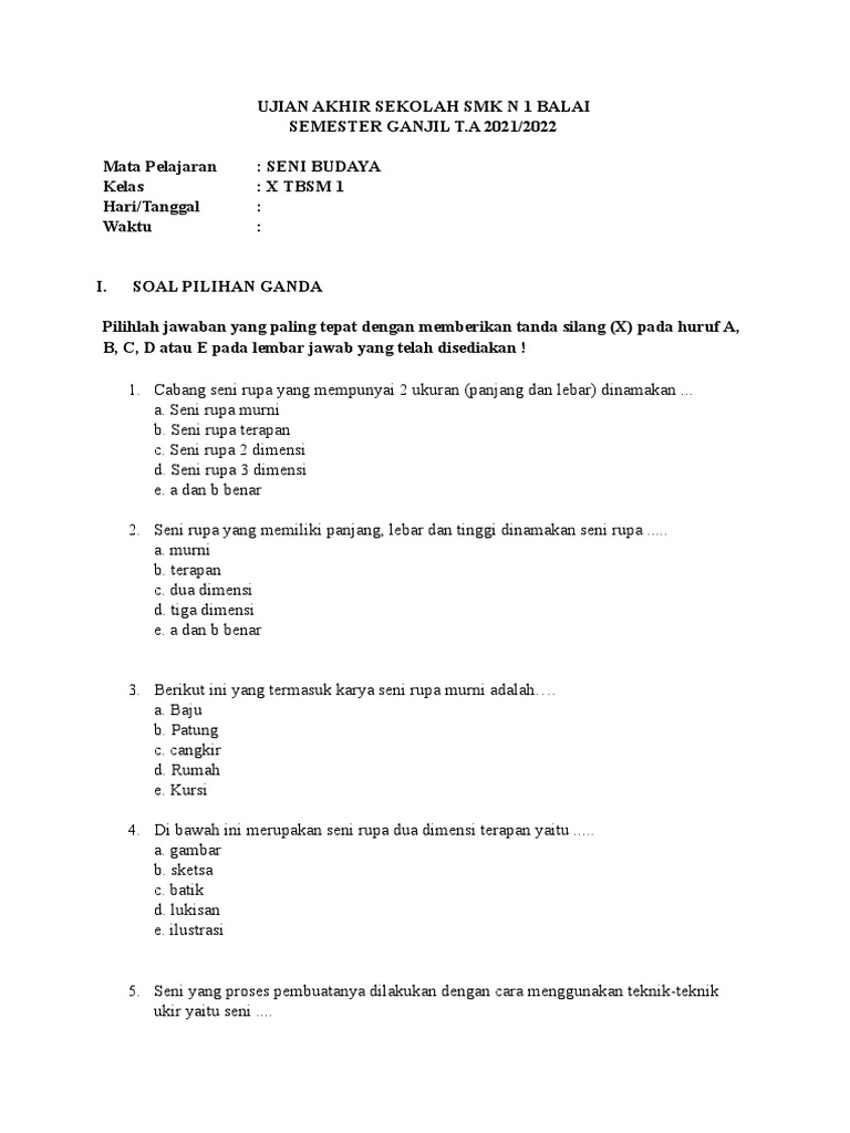 Uas SB X TBSM 1 | PDF