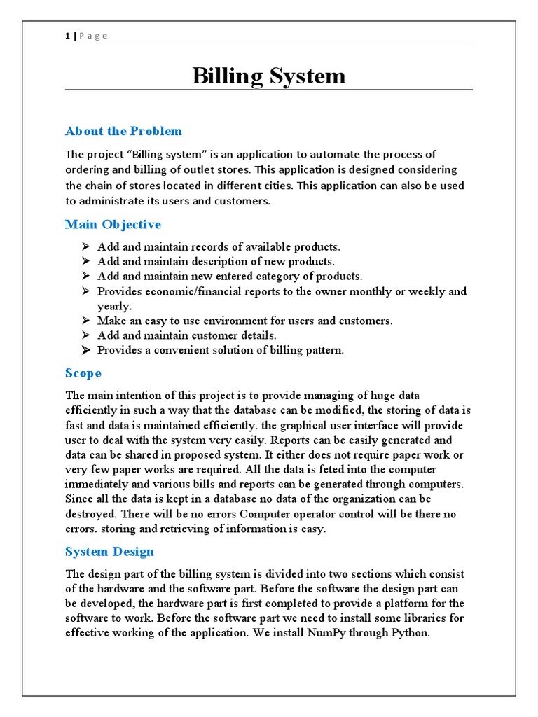 Billing System Using Python | PDF | Software | Application Software