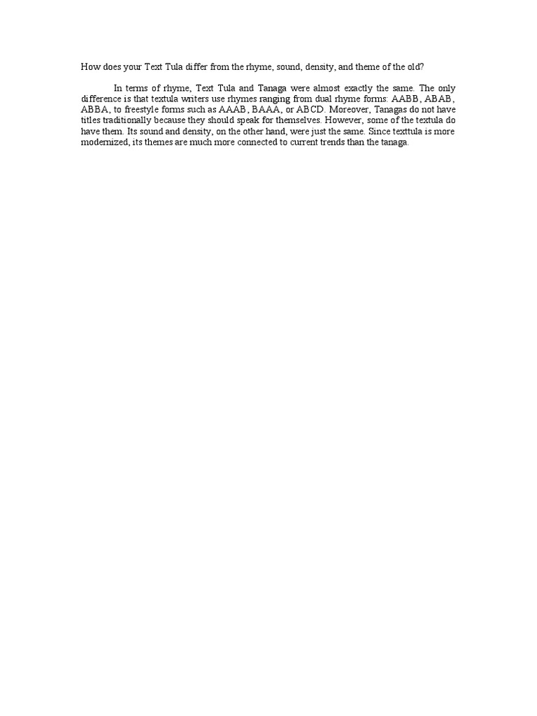Text Tula vs. Tanaga: Key Differences | PDF | Poetry