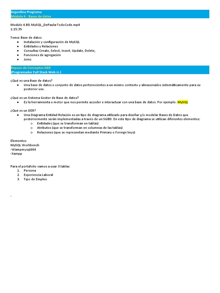 Módulo 4 - Bases de Datos | PDF | Bases de datos | SQL