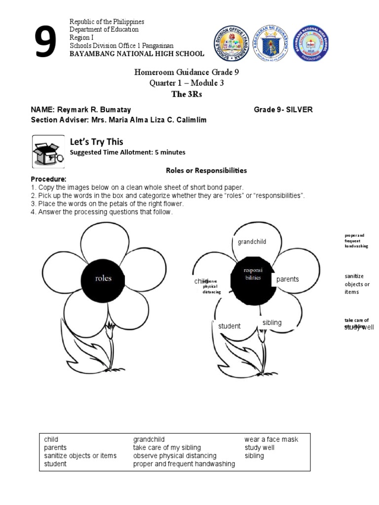 Grade 9 Homeroom Guidance: 3Rs Module | PDF | Children's Rights