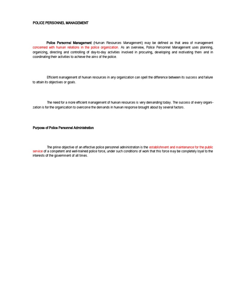 Police Personnel Management | PDF | Employment | Policy