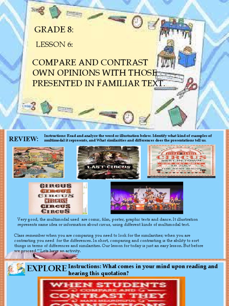 Content Presentation (Lesson 6) Familiar Text) | PDF | Reading ...