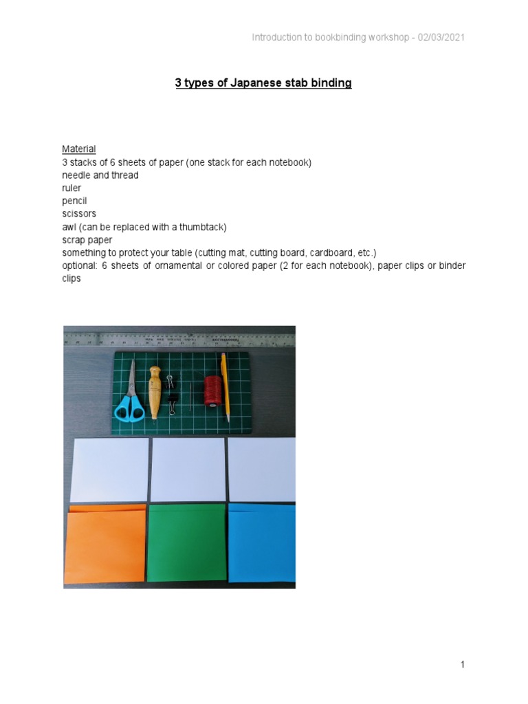 Japanese Stab Binding | PDF | Bookbinding | Notebook