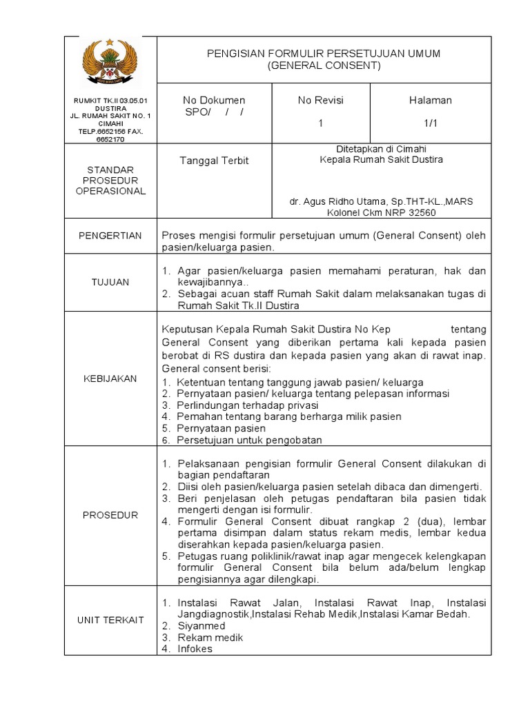 Spo Pengisian Form Persetujuan Umum (General Consent) | PDF