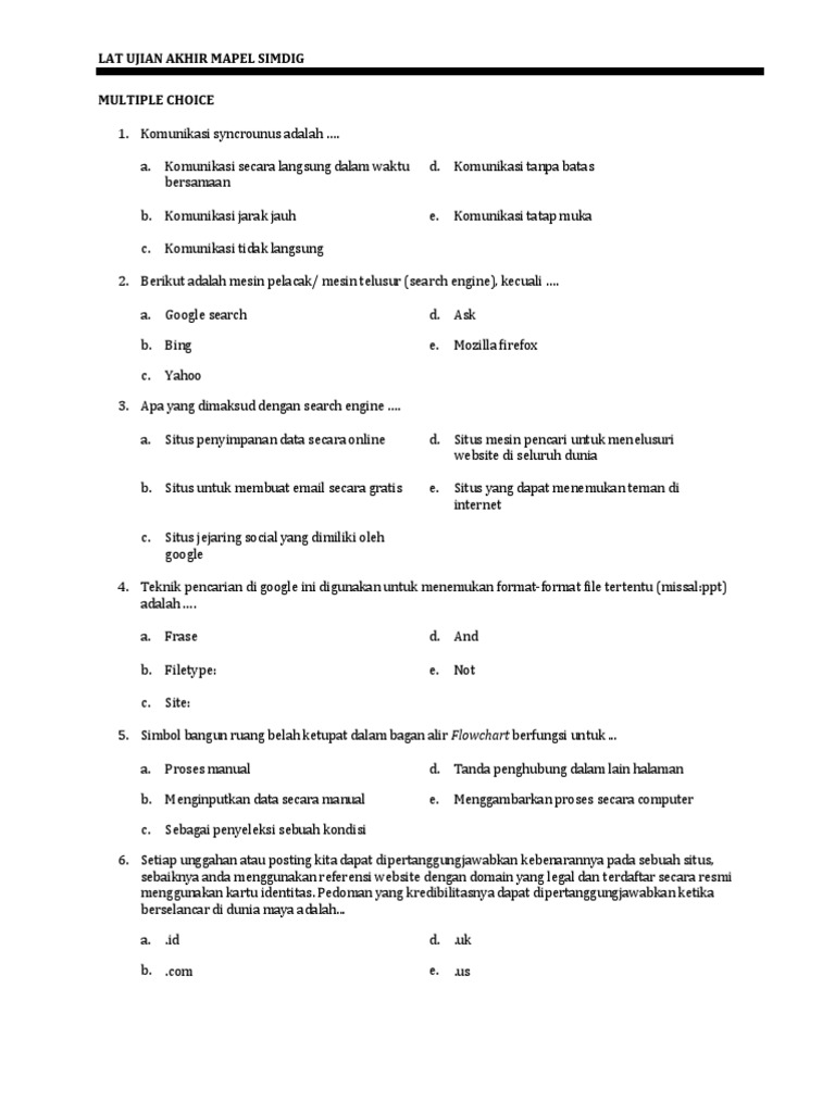 Lat Soal Simdig | PDF | Game & Aktivitas | Seni
