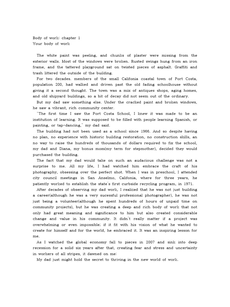 Body of Work CHAP 1 | PDF