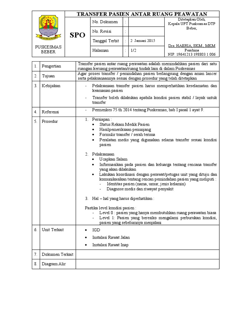 Spo Transfer Pasien Antar Ruangan | PDF