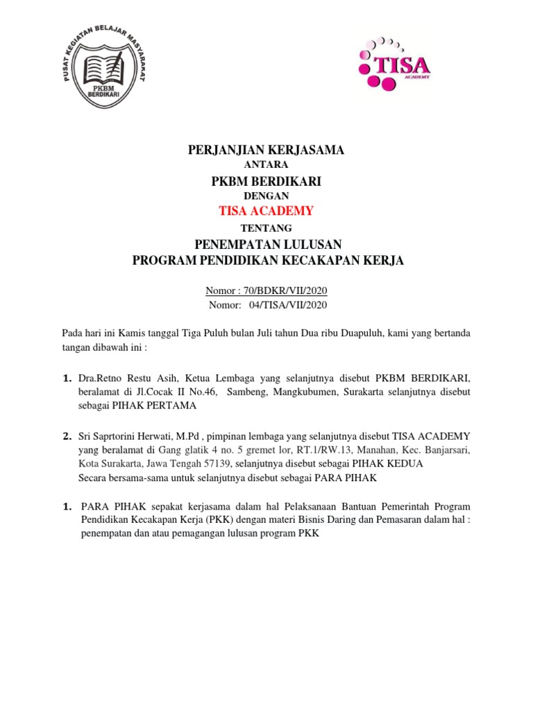 Mou Penempatan Tisa | PDF