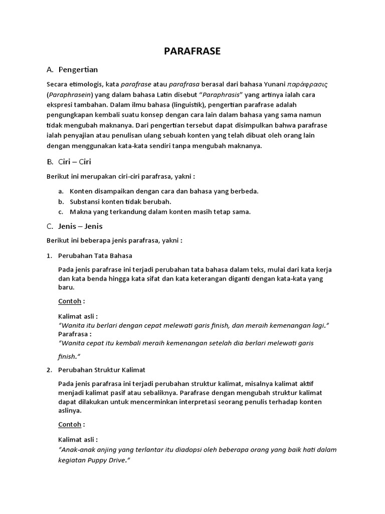 Parafrase Bahasa Indonesia | PDF
