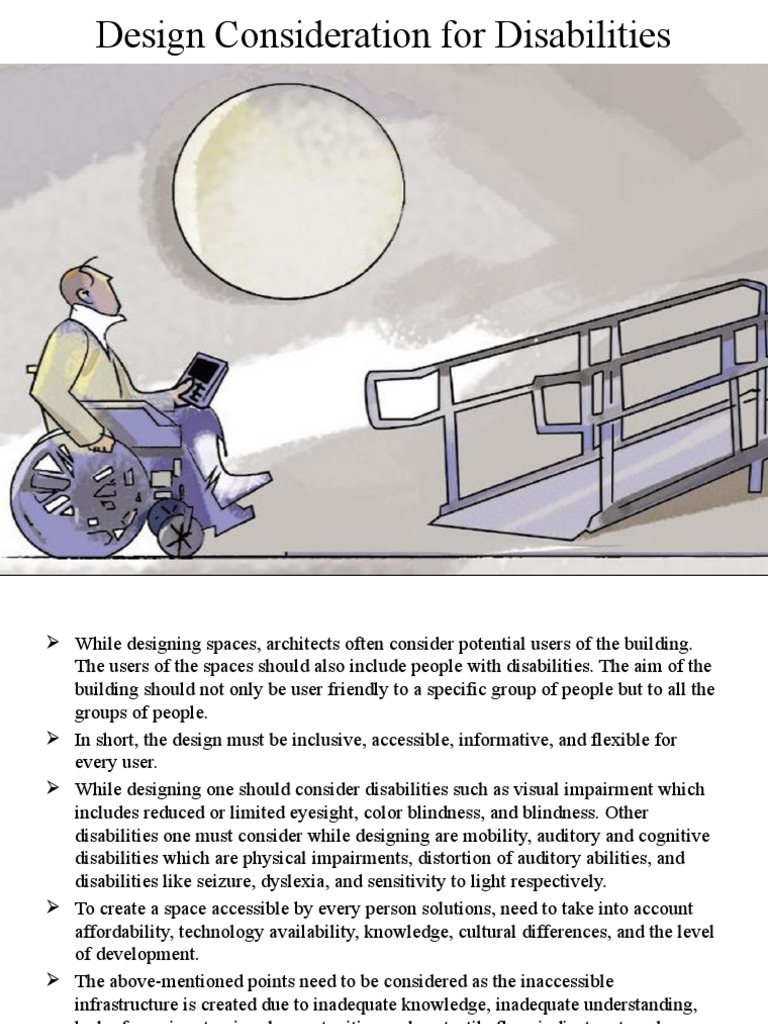 Design Consideration For Disabilities | PDF | Visual Impairment | Lighting