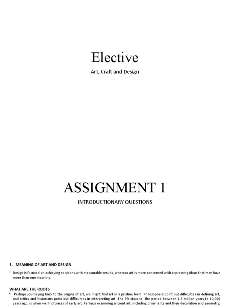 Elective: Art, Craft and Design | PDF | The Arts | Design