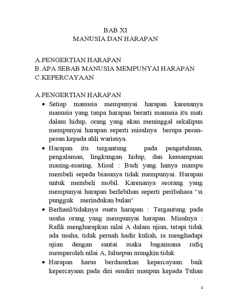 Bab Xi Manusia Dan Harapan | PDF