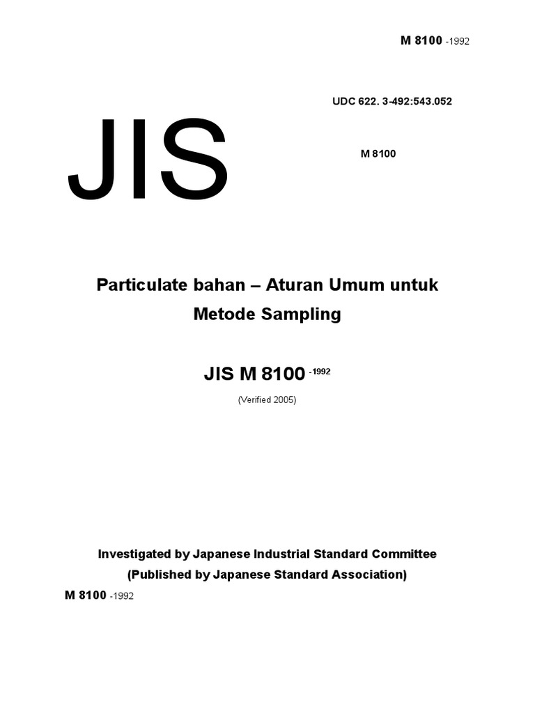 JIS M 8100 1992 Indonesia | PDF