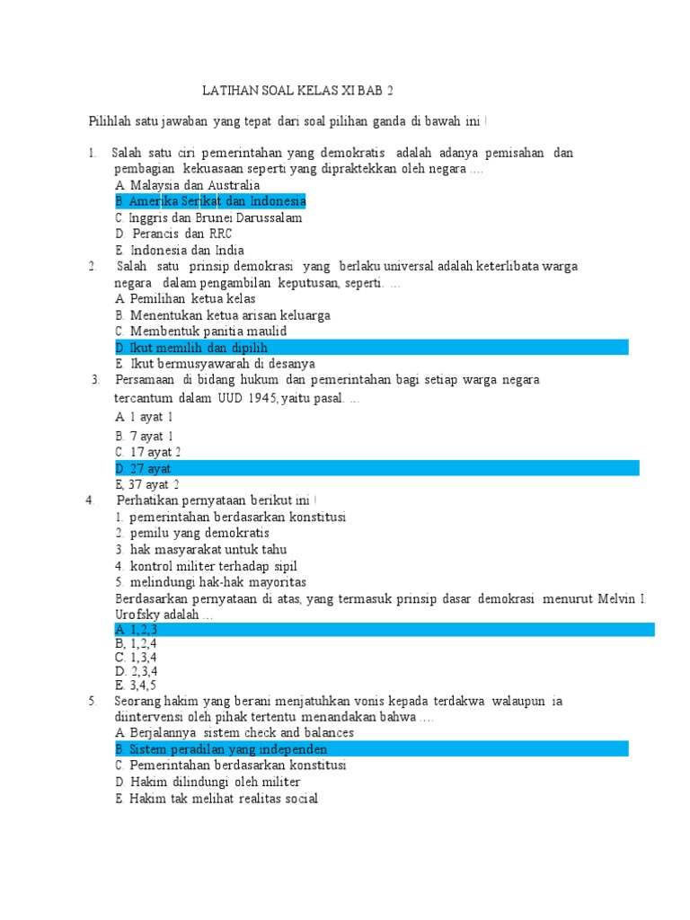 Latihan Soal Kelas Xi Bab 2 | PDF | Politik | Sejarah