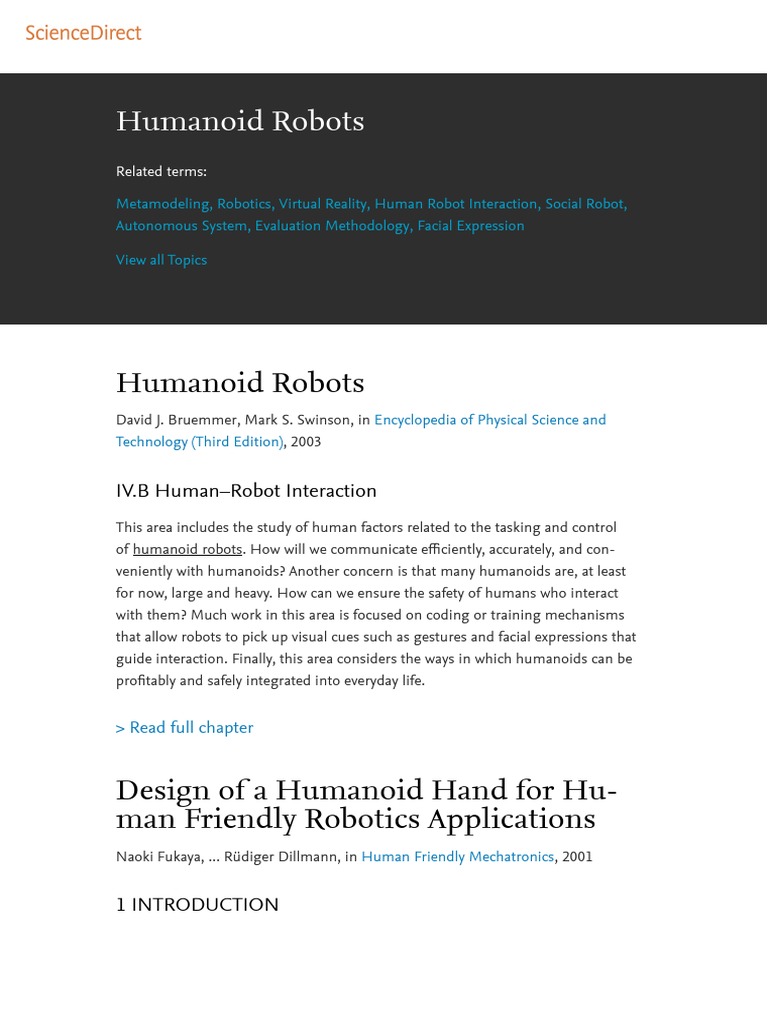 Humanoid Robots | PDF | Robotics | Robot