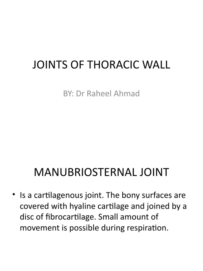 Anatomy of Thoracic Wall Joints | PDF