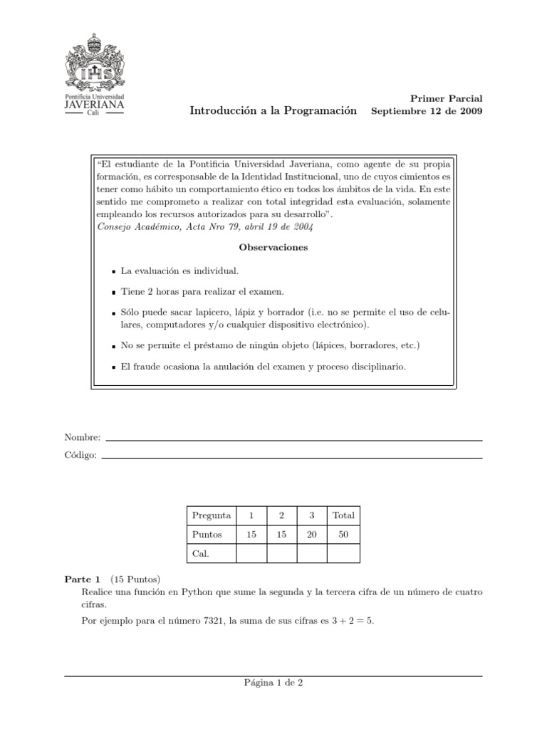 Materias Introprog 2009-2 Parcial1a | PDF | Prueba (evaluación ...