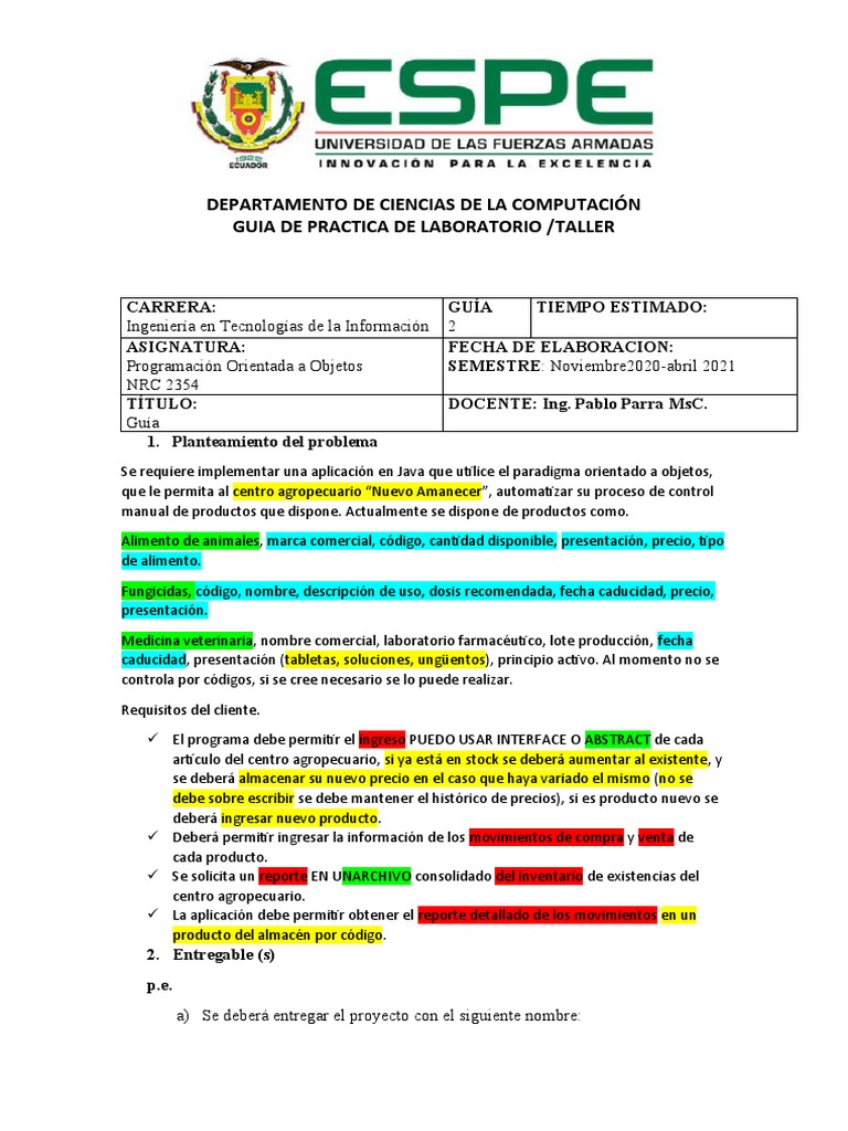 Guia 2 POO | PDF | Software de la aplicacion | Java (lenguaje de programación)