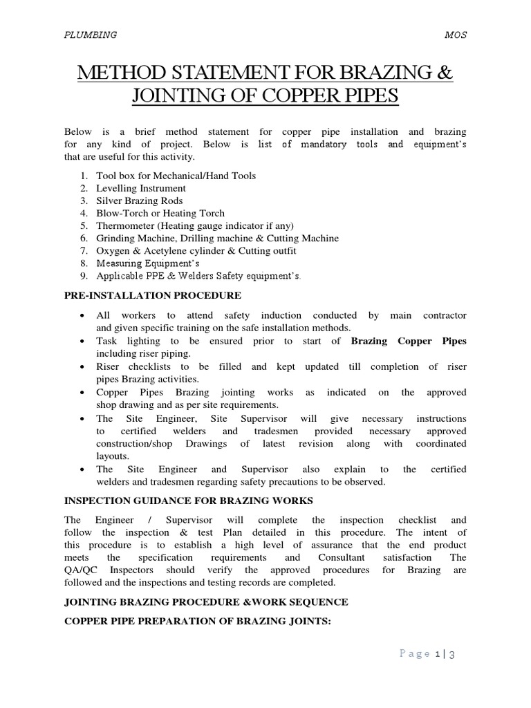 Copper Pipe Brazing Guide | PDF | Pipe (Fluid Conveyance) | Welding