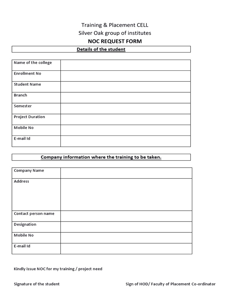 NOC Request Form | PDF