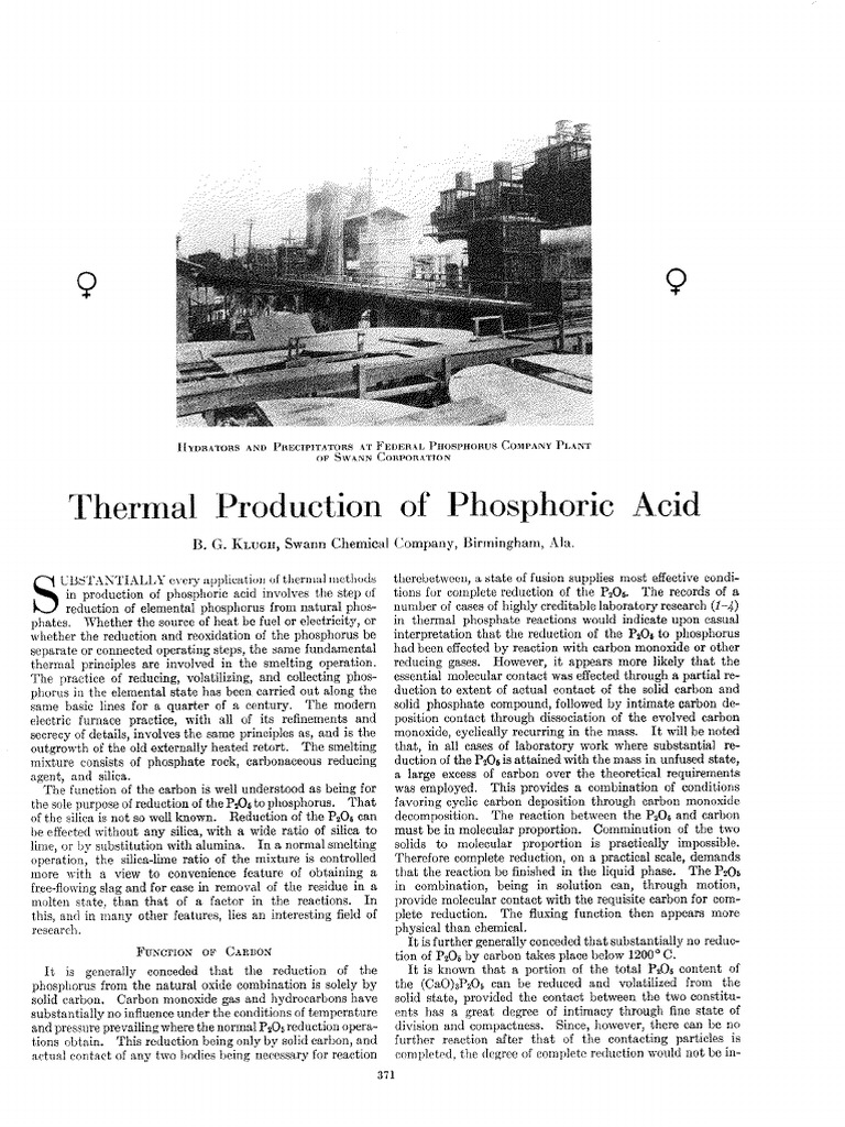 Thermal Production of Phosphoric Acid | PDF | Fertilizer | Heat