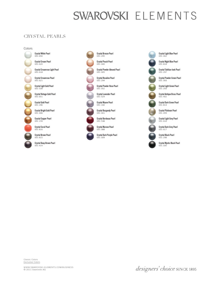 Swarovski Pearl Color Chart | PDF