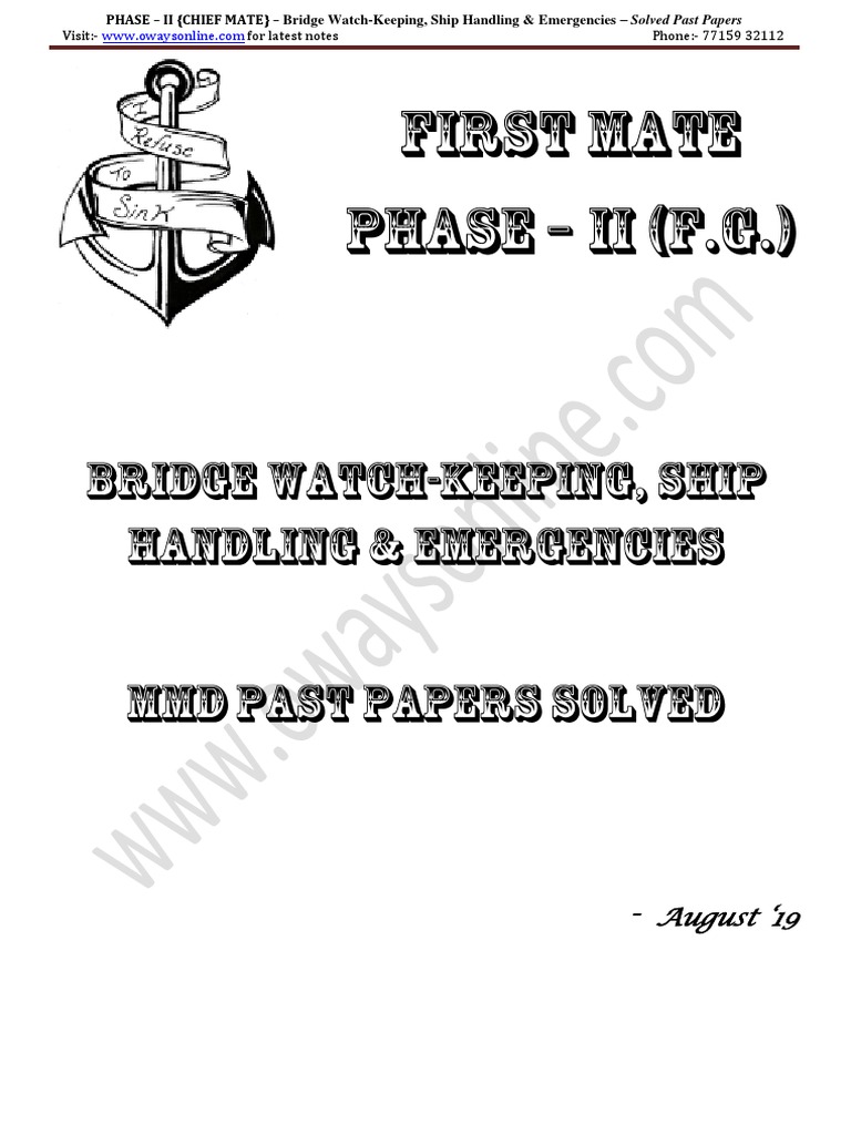 Bridge Watch-Keeping Exam Solutions | PDF | Emergency | Anchor