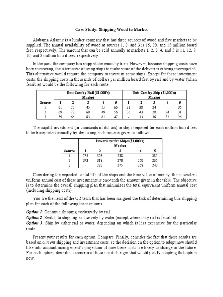 Case Study-Shipping Wood To Market | PDF | Economies